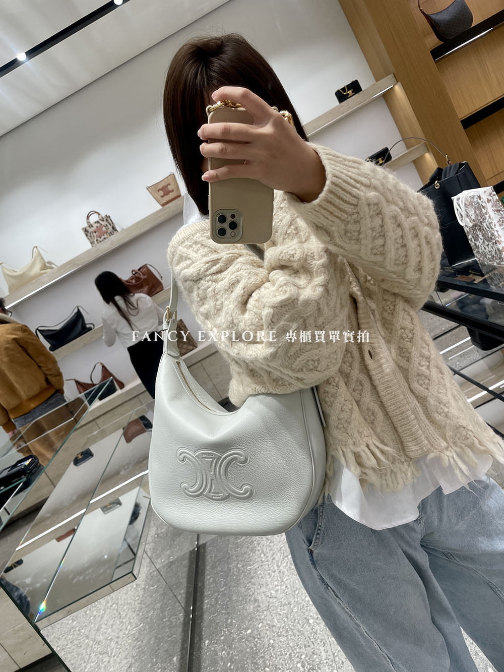 CELINE HELOISE TRIOMPHE中號肩背包-白色 - Fancy Explore Boutique